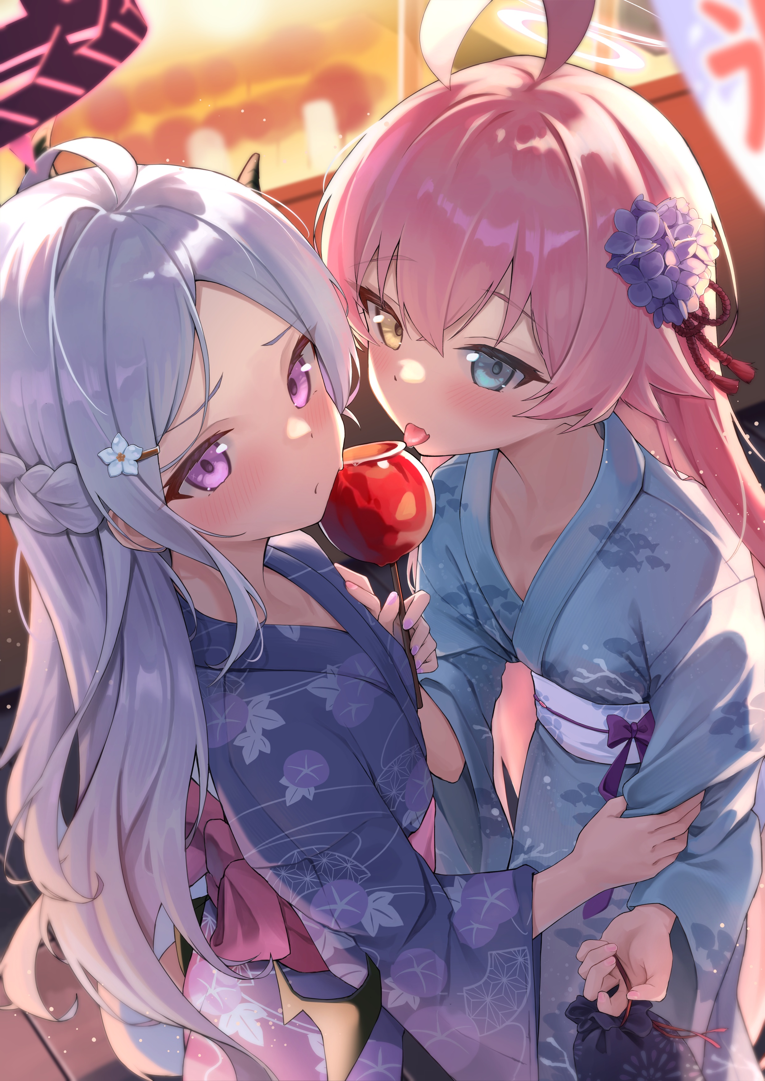 kuroliu 9021 blue archive sorasaki hina takanashi hoshino devil halo heterochromia horns wings ...